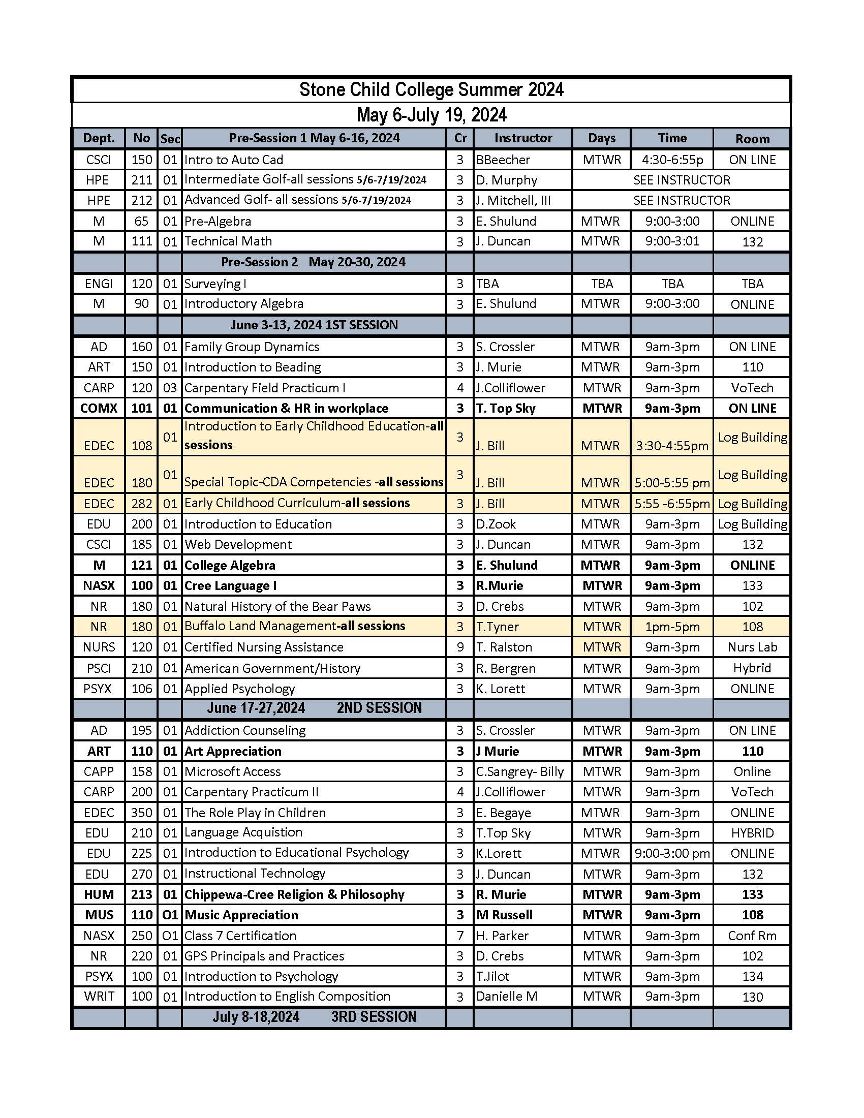 Calendar – Stone Child College